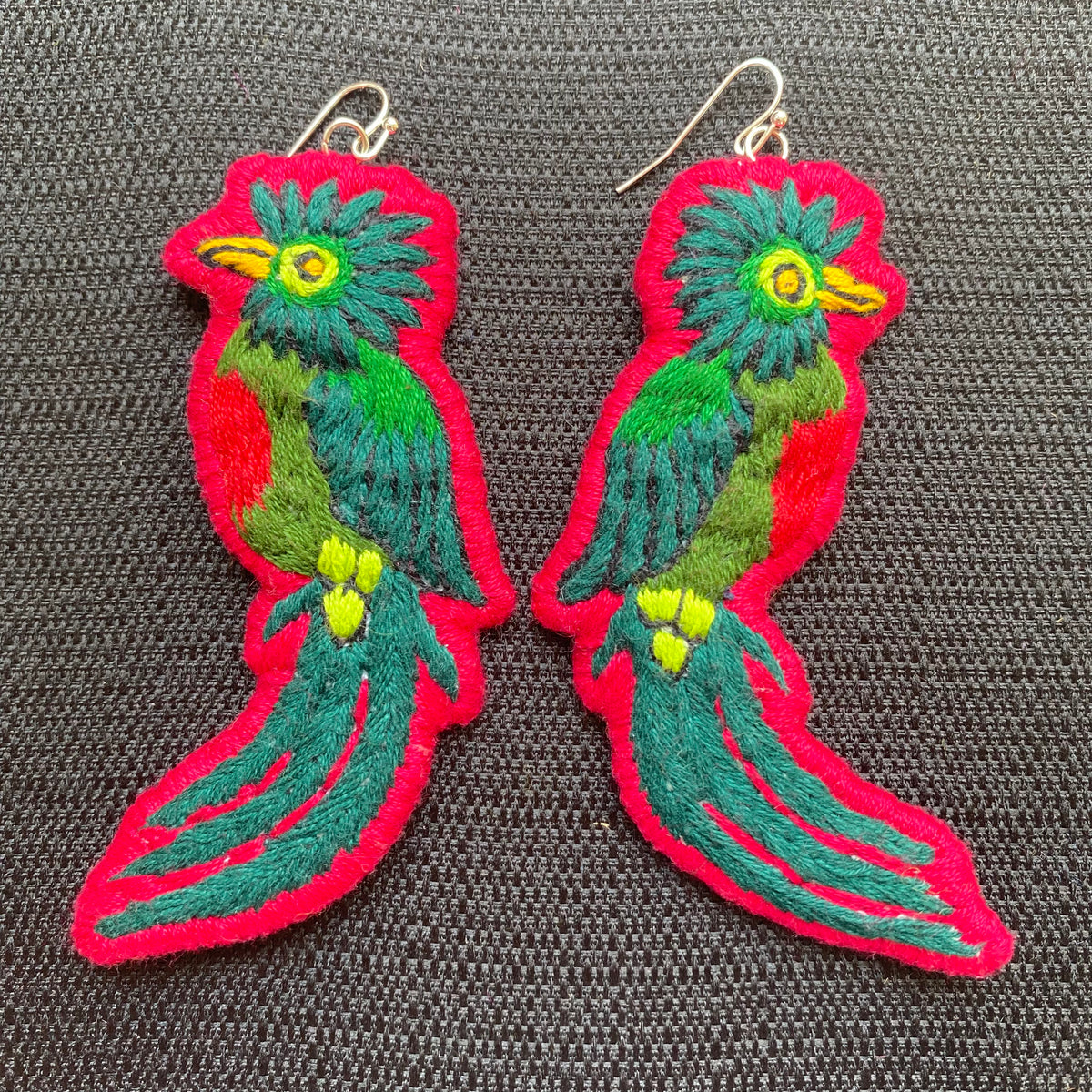 Red Quetzal Embroidered Bird earrings – SwietStuff